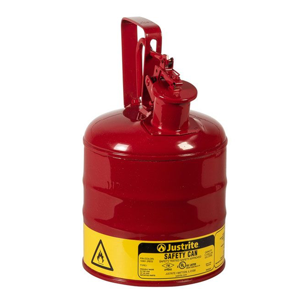 Justrite® Type I Steel Safety Can for Gasoline with Flame Arrester and ...