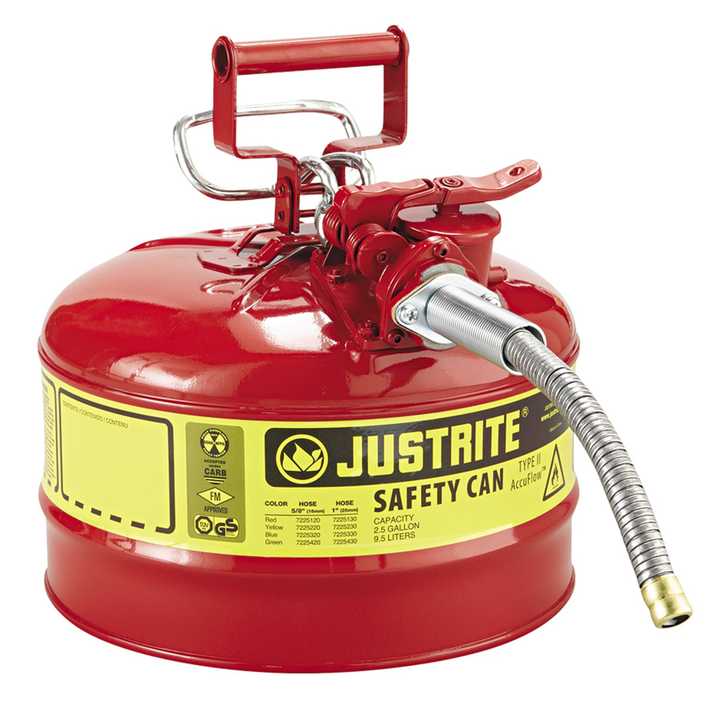 Justrite® Type II AccuFlow™ Steel Safety Can for Gasoline with 5/8 ...